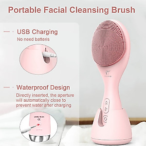 Sonic Face Brush, Sonic Facial Cleansing Brush, Silicone Face Exfoliator Brush Cleanser with Heated Massage and Light Design for Gentle Exfoliating|Massaging|Skin Clean