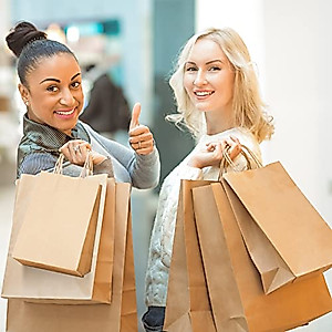 Paper Gift Bags 5.25x3.75x8" 50Pcs, Metronic Christmas Gift Wrap Bags with Handles, Brown Kraft Paper Bags for Small Business, Heavy Duty Bulk Paper Bags for Birthday Party Favors, Shopping, Retail, Merchandise