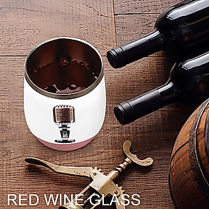 Vintage Microphone Printed Thermos Cup Stainless Steel Travel Mugs Stemless Double Wall Insulated Coffee Cup Insulated Wine Glasses Travel Tumbler for Cold & Hot Drinks