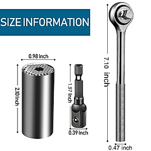 MUYDZ Super Universal Socket Wrench Tools Grip Multi Function Ratchet Wrench Power Drill Bit Adapter 1/4"-3/4" (7mm-19mm) 5Pc Set Professional Repair Tools Gifts for Dad Men Christmas Fathers Gift