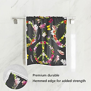 senya Kitchen Towels Peace Sign with Flowers - Kitchen Dish Towels - Reusable Cleaning Cloths - Polyester Cotton Towels(236na4a)