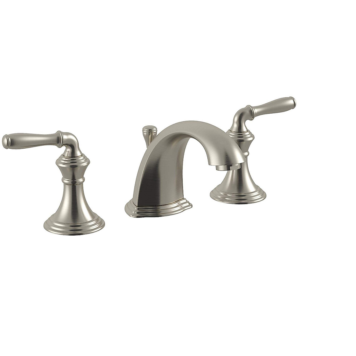 KOHLER 394-4-BN Devonshire Widespread Bathroom Faucet with Pop-Up Drain Assembly, 3-Hole 2-Handle Bathroom Sink Faucet, 1.2 gpm, Vibrant Brushed Nickel