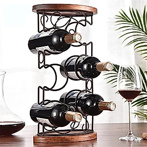 DLOETT Metal Barrel Wine Bottle Rack Decorative Wooden Bracket Wine Rack Home Wine Utensils bar Counter