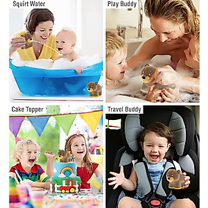 DolliBu Brown Bear Bath Buddy Squirter - Floating Brown Bear Rubber Bath Toy, Fun Water Squirting Bathtime Play For Toddlers Cute & Soft Wild Life Animal Toy For Bathtub, Beach & Pool for Girls & Boys