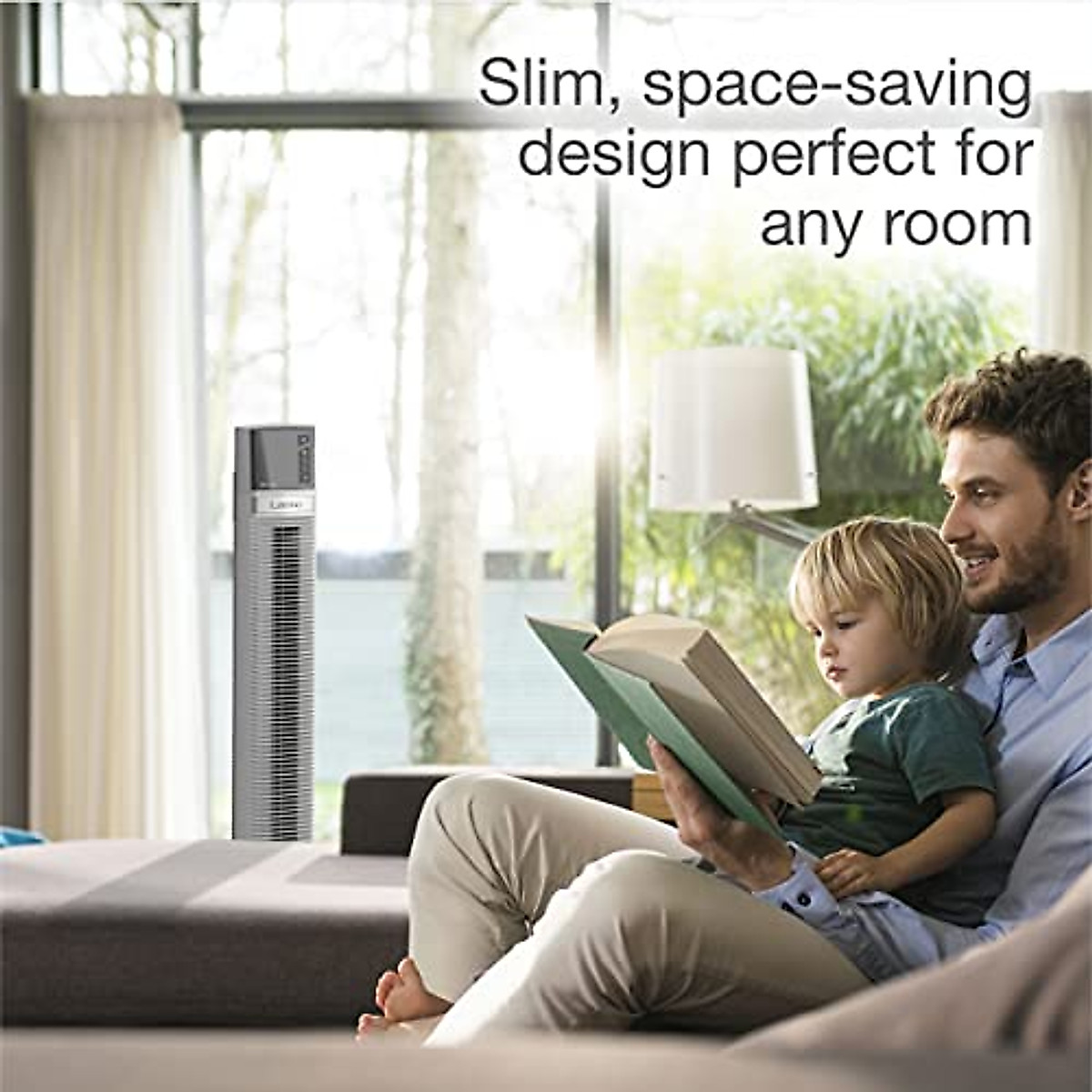 Lasko Xtra Air Oscillating Tower Fan, 4 Speeds, Nighttime Setting, Timer and Remote Control, 48", Silver, T48337, Large