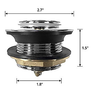 QWORK Tip-Toe Bathtub Drain, Polished Chrome, for 1-1/2" Shower and Tub Drains