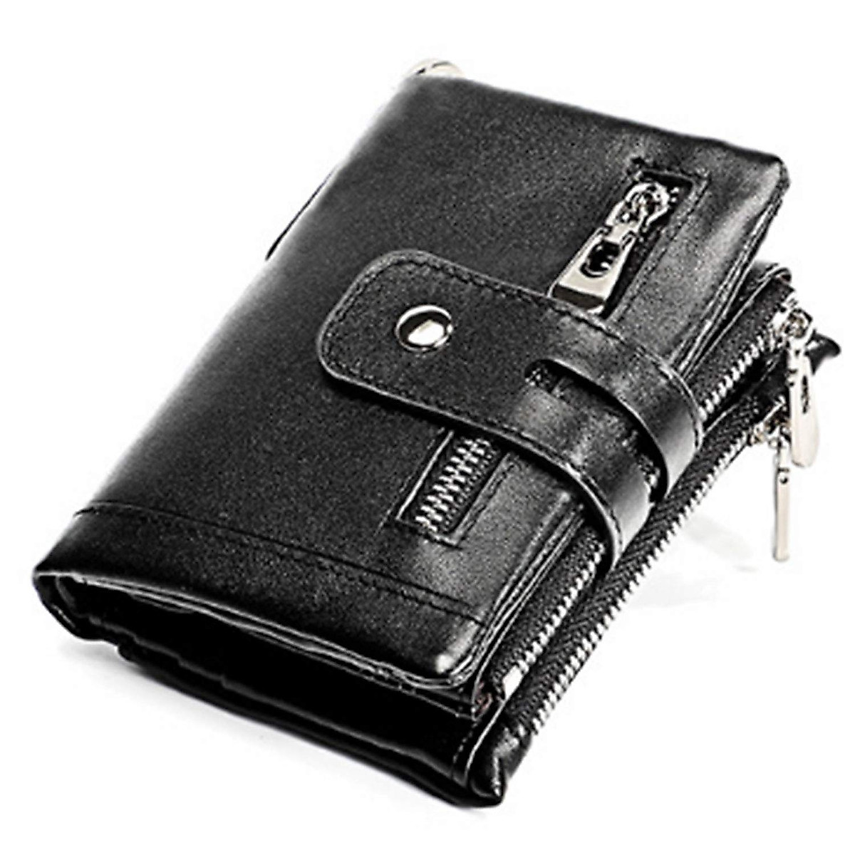 Vintage Women's RFID Blocking Leather Wallet small Chain (black)…