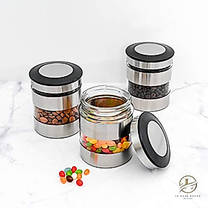 Le'raze Airtight Food Storage Container for Kitchen Counter with Window, [Set of 3] Canister Set Ideal for Flour Tea, Sugar, Coffee, Candy, Cookie Jar.