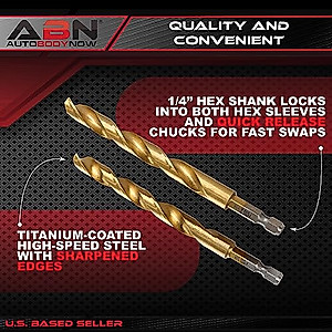 ABN 1/4in Hex Shank Drill Bit Set 30pc - Quick Change Titanium Twist Drill Bit Set, Impact Hole Drilling 1/16 to 1/2in