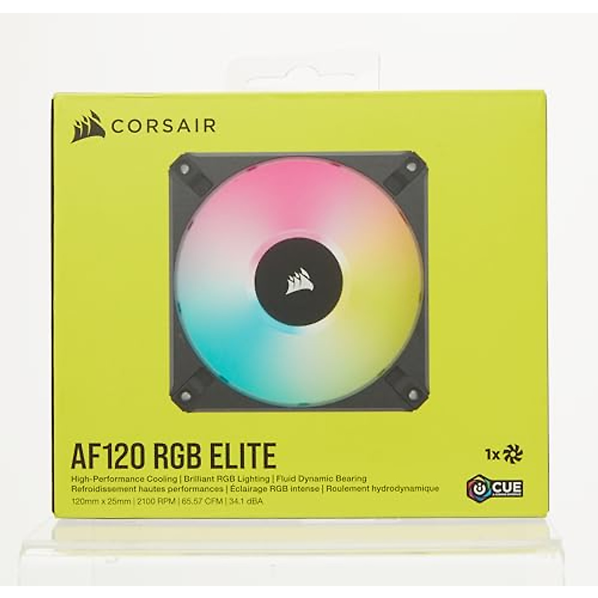 Corsair iCUE AF120 RGB Elite 120mm PWM Fan - Eight RGB LEDs - AirGuide Technology - Fluid Dynamic Bearing - Zero RPM Fan Mode - CORSAIR iCUE Software Compatible - Black For Desktop