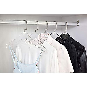 Quality Clear Acrylic Clothing Hangers – 5-Pack, Stylish Clothes Hanger with Silver Hooks - Coat Hanger for Dress, Suit - Closet Organizer Adult Hangers - Space Saving Cloth Hangers (Silver Hook, 5)