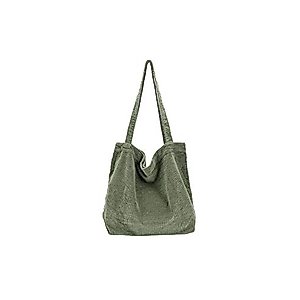 Ulisty Women Large Capacity Corduroy Tote Bag Casual Shoulder Bag Fashion Handbag Shopping Bag Daily Bag green
