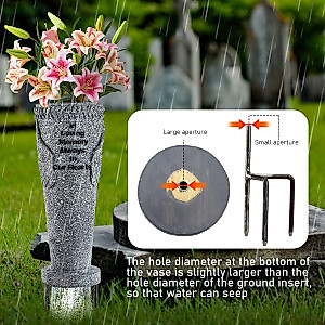 MIBUNG Cemetery Grave Vase with Ground Spikes, Angel Wings Vase for Fresh/Artificial Flowers, Floral Holder Headstone Decorations Grave Marker Memorial Stone Garden Yard Stake, Sympathy Gift