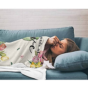 Flannel Fleece Throw Blanket,Easter Gnome Spring Pink Tulip Floral Mother's Day Lightweight Soft Warm Throws,Dwarf Flower Plant Cozy Plush Blankets for Bed Couch Car Office Decor All Seasons 40x50In
