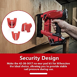 42-38-0017 No-Mar Pad Kit Fits For Milwaukee M18 2746-20 Nailer Tip Compatible with Milwaukee 18 Gauge Nailer, Set of 9, Red