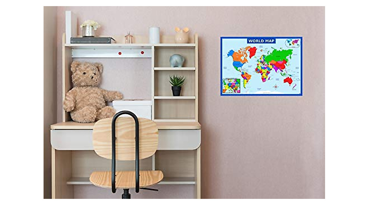 Engaging 3D World Map Poster for Classrooms & Kids