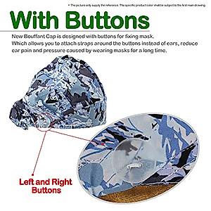 GUOER Button Scrub Cap Women and Men's Scrub Hat Buttons Working Hat One Size Multi Color(BC11B)
