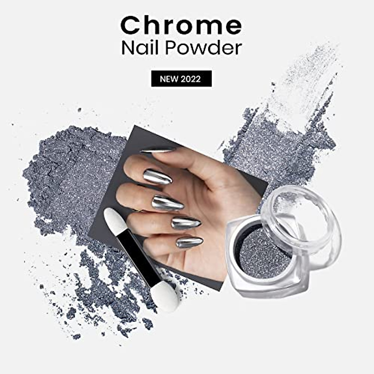 beetles Gel Polish Sliver Mirror Chrome Nail Powder, Mirror Effect Premium Salon Nail Glitter Manicure Pigments for Nail Art Design, 0.04oz/1g