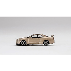 True Scale Miniatures Model Car Compatible with Nissan Skyline GT-R R34 M Spec Silica Breath Bronze Limited Edition 1/64 Diecast Model Car MGT00348