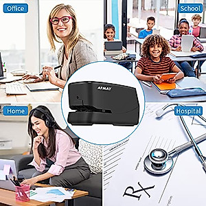 Electric Stapler, Automatic Stapler, Electric Stapler Desktop, AC or Battery Powered Heavy Duty Stapler for Desk, with Reload Reminder & Release Button, 25 Sheets Capacity, Black