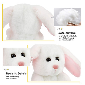 BSTAOFY 8'' Easter Light up White Bunny Soft Plush Toy LED Rabbit Lop Ear Night Light Stuffed Animals Easter Birthday Valentines Day Easter Christmas Festival Gift for Kids Toddlers