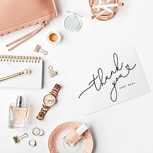 Layneria 100 Bulk Thank You Cards with Kraft Envelopes and stickers - 4 Minimalistic Designs Blank Thank You Notes with Envelopes for business Wedding Bridal Gift Baby Shower Business Graduation