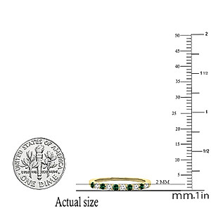 Dazzlingrock Collection Round Lab Created Emerald & Natural Sparkle White Diamond Women Stackable Anniversary Wedding Band, 14K Yellow Gold, Size 6