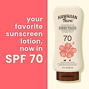 Hawaiian Tropic Sheer Touch Sunscreen Lotion | Sunscreen SPF 70, High SPF Sunscreen, Oxybenzone Free Sunscreen, Moisturizing Sunscreen, Moisturizer with SPF, Sun Lotion, SPF 70, 8 oz.