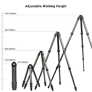 SIRUI AM-284 Travel Carbon Fiber Tripod, Professional Camera Tripod with 4-Section Legs, Twist Leg Locks, Detachable Metal Spikes, Loads up 33LB