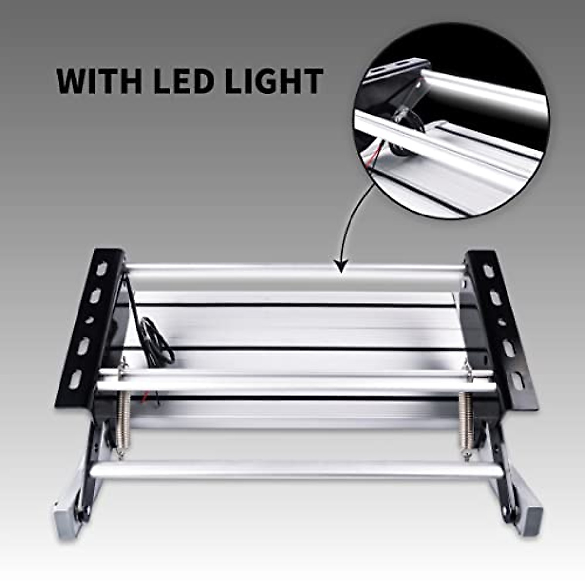 DALUOBO RV Manual Folding Ladder Step with 12V LED Light motorhomes Aluminum Alloy Single Step Telescopic Antiskid Camper Travel Trailer