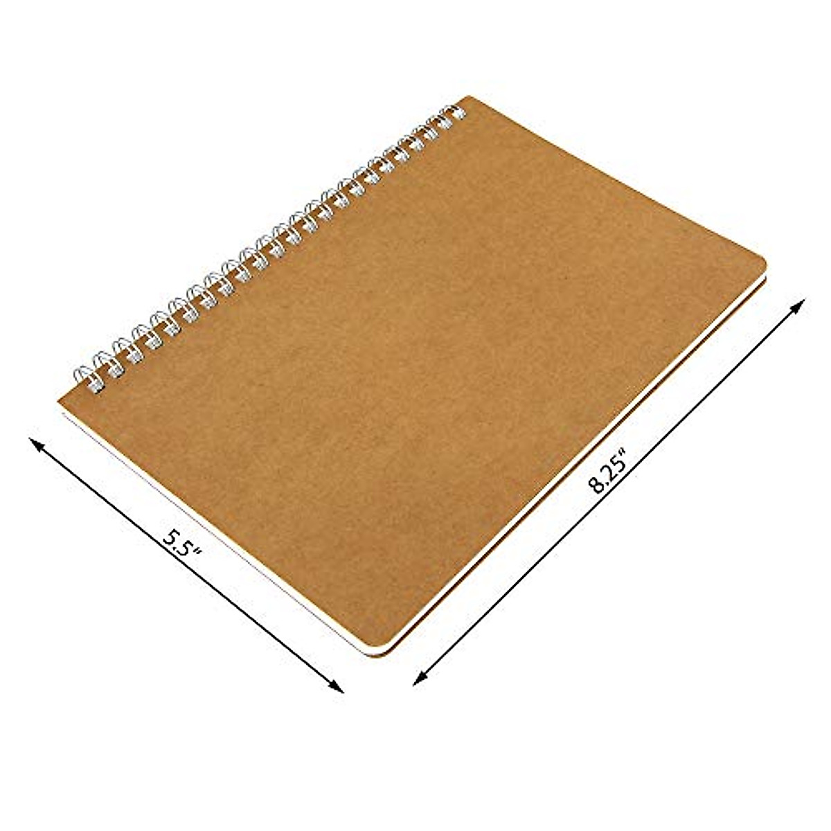 HULYTRAAT Spiral Journal Blank Sketch Book Pad, 5.5 x 8.25 Inches A5, Kraft, 80-Page 40-Sheet Drawing Notebook 2-pack (NBP2)