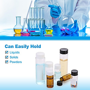 PATIKIL 6pcs 20ml Small Brown Glass Vials with White Screw Cap, Borosilicate Glass Sample Bottles with Writing Label for Solid Liquid Powder Storage