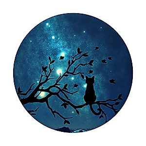 Night Cat in a Tree aurora Sky Christmas Gifts kids adults PopSockets PopGrip: Swappable Grip for Phones & Tablets