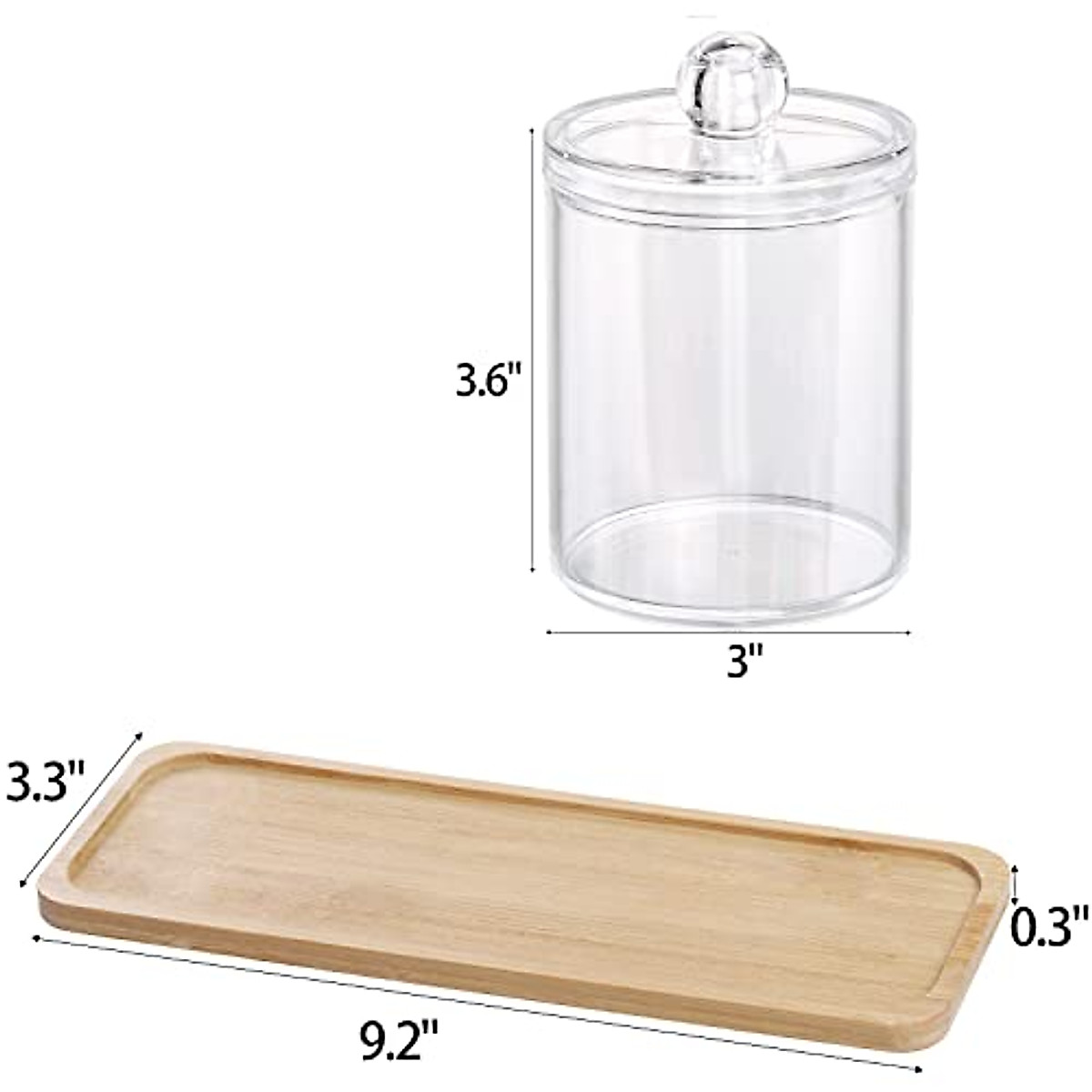 LoveBB 3 Pcs Qtip Holder with Tray, Plastic Bathroom Containers Dispenser Cotton Ball, Cotton Pads, Cotton Swabs, Floss Organizers Canisters with Lids