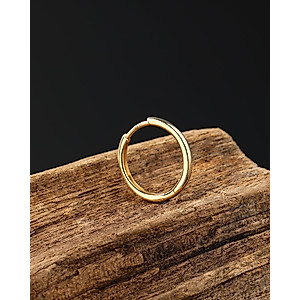 Jewseen 14K Gold Tiny Hoop Earrings Huggie Hoop Earrings 20G Small Endless Hinged Hoops for Earlobe 6mm 8mm 10mm Septum Hoop Septum Ring Cartilage Helix Earrings Nose Hoop for Women Men