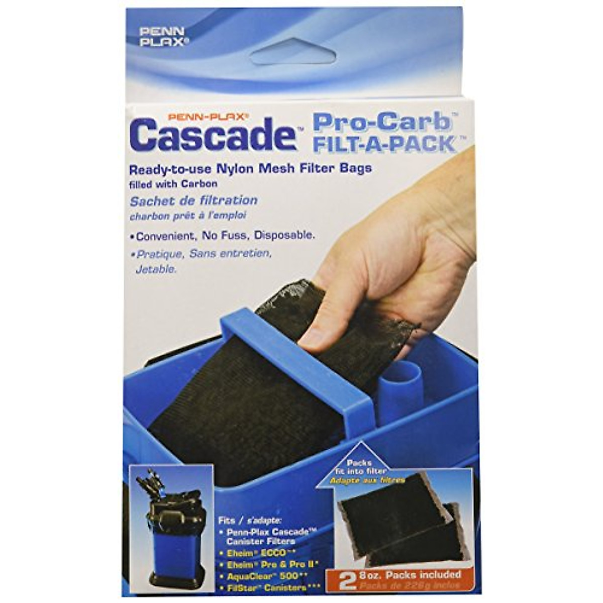 Penn-Plax Cascade Pro-C Aquarium Canister Filter Media Bags – 8 Oz – 2-Pack