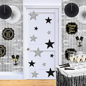 Beistle 2 Piece Metallic Plastic Square Fringed Photo Backdrop Curtains for Birthday Party, Wedding Reception, Graduation Celebration, Baby Theme, Bridal Shower Decorations