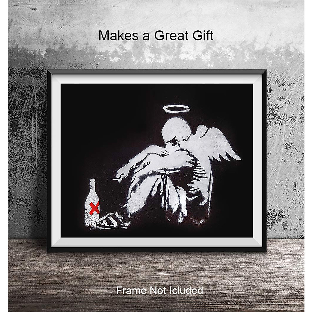 Banksy Fallen Angel Wall Art Poster Print - 8x10 Urban Graffiti Street Art Room Decor, Home Decoration - Cool Gift