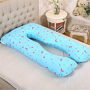 Pregnancy Pillow Cover/U Shaped Pillow Cover/Pregnancy Pillow Case/Maternity Pillow Case/Pillowcase with Removable Cotton Cover 57x30 Inch for Pregnancy Pillow Moonblue