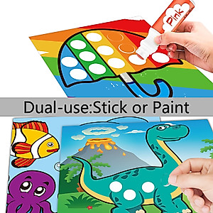 chiazllta Art Activity : Kids Do A Dot Stiker for Learning Educating, Animal Rainbow Dot Page Art Gift for Age 3-7 Girls Boys Toddlers Preschool Kindergarten