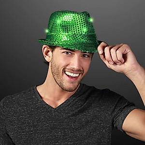 FlashingBlinkyLights Sequin Light Up LED Fedora Hat