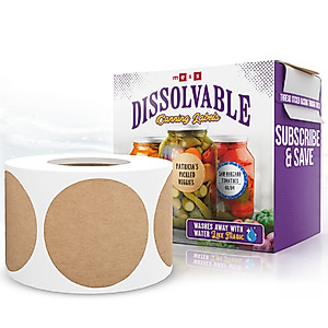MESS Dissolvable Canning Labels for Jars – 200 Kraft Dissolvable Mason Jar Labels - Dissolvable Food Labels for Containers - Jam Homemade Canning Jar Labels Stickers - Removable Mason Jar Labels 1.5"