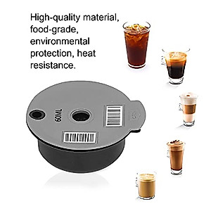 Coffee Capsule, 60ml/80ml Espresso Coffee Capsule Cup with Spoon Brush Reusable Refilling For Bosch‑s Tassimoo Tas Maker Coffee Machine(60ml)