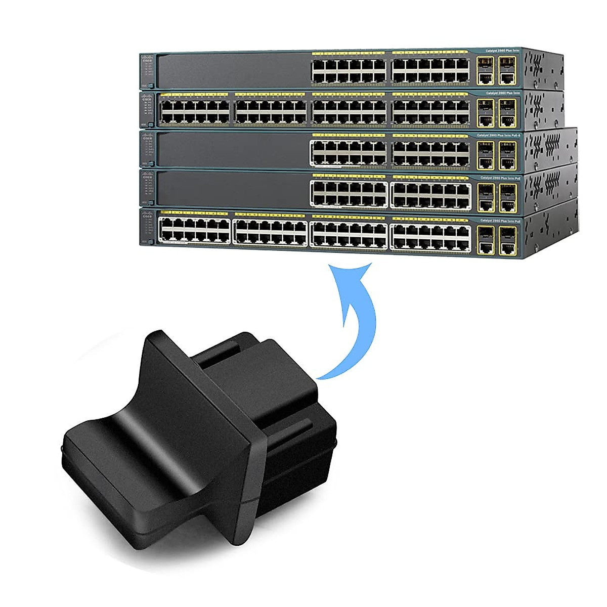 RJ45 Dust Cover Cap Ethernet Port Plugs Network Switch Port Protector for Fiber Optic Copper RJ45 Female Fiber Terminal Slot, Black Silicone, 20pcs