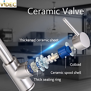 VIDEC Smart Kitchen Faucet, 3 Modes Pull Down Sprayer, Smart Touch On Sensor Activated, LED Temperature Control, 360-Degree Rotation, 1 or 3 Hole Deck Plate. (KW-66J, Brushed Gold, 17.90 Inches)