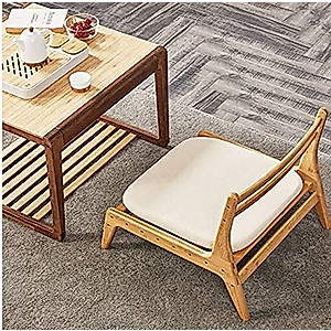 MAXCBD Desk Chair Side Chairs Bamboo Floor Seat Chair for Living Room Japanese Chair w/Cushion Dining Room Chair
