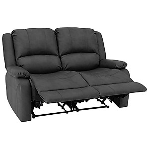 RecPro Charles 58" Double Recliner RV Sofa | Zero Wall Loveseat for Camper | Wall Hugger Couch | Fifth Wheel Theater Seating | Upgraded 2023 Fabric (Gunmetal)