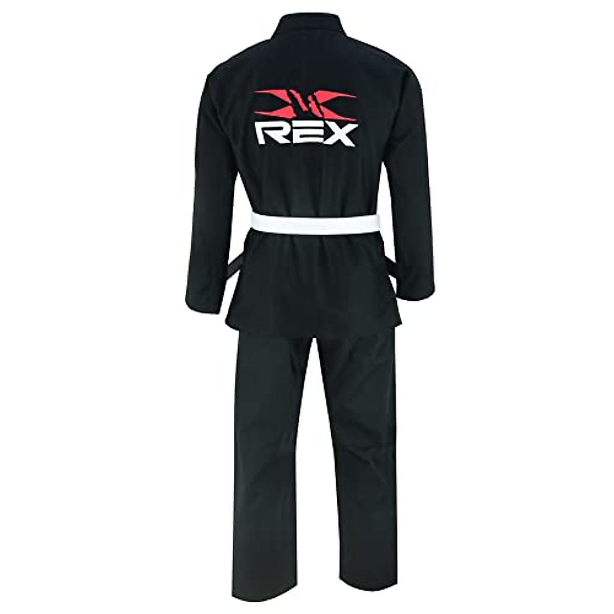 REX Sports Brazilian Jiu Jitsu, for Men and Women BJJ Gi Grappling Kimonos Lightweight White Belt (Black, A1)