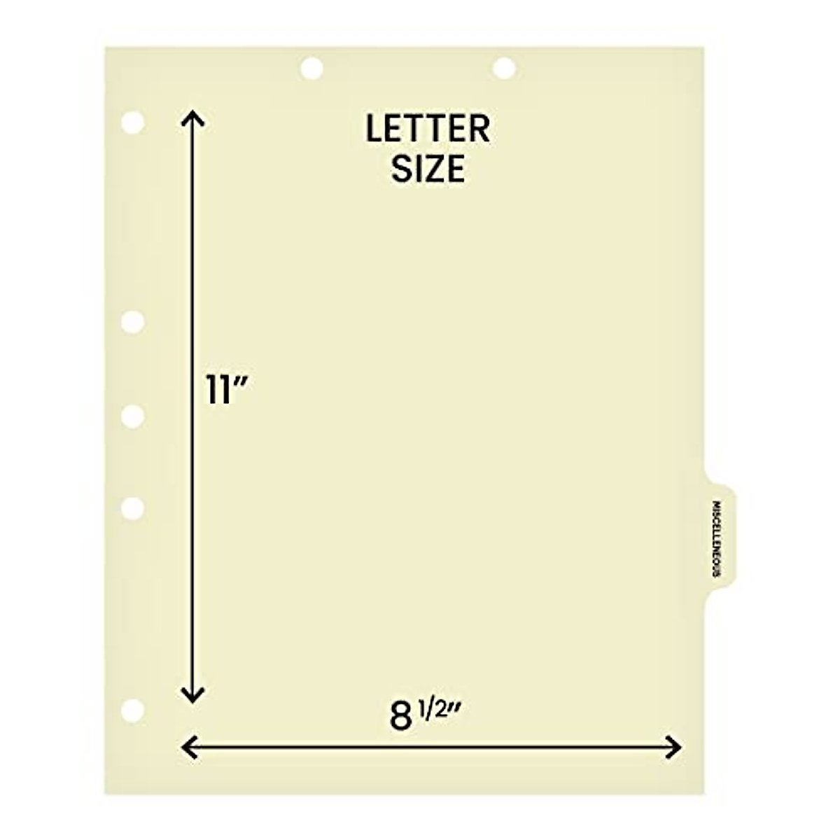 Individual Chart Divider Sheets Used to Build Chart Divider Sets for Medical Practices, 1/6th Cut, Tabs on Side, Position: #5, Text: Miscellaneous, Color: Clear (Pack of 100)