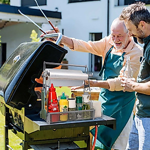 LAPACKER Grill Utensil Caddy, BBQ Silverware Caddy with Paper Tower Holder, Picnic Condiment Caddy Utensil Cutlery Holder for Out Grilling, Camping Accessories Organizer for Rv and Patio